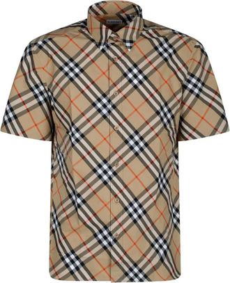 Burberry Homme, Chemises, Beige, Taille: XL Chemise en coton à carreaux et coupe classique