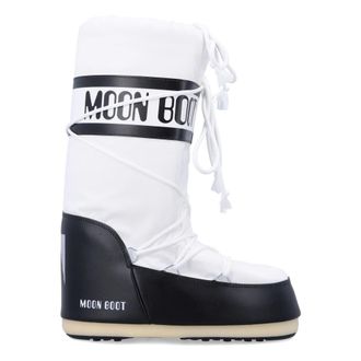 Moon Boot Schwarz Wei&szlig; Icon High Nylon Stiefel - - Shoes - Damen - Wei&szlig; - 35 EU