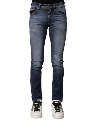 Dolce & Gabbana Blue Washed Cotton Slim Fit Men Denim Jeans Elastane Clothing