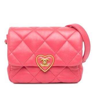 Chanel Pink Mini Quilted Lambskin Plexiglass Coco Love Flap Bag