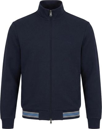 Harmont & Blaine Sweatshirt mit durchgehendem Rei&szlig;verschluss und Streifen-Details aus Piqu&eacute; - - Sweatshirts & Hoodies - Herren - Blau - 2XL