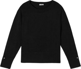 Oltre Femme, Pulls, Noir, Taille: 38 FR Pull en maille m&eacute;lang&eacute;e viscose avec boutons bijoux