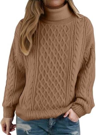Generic Pulls &agrave; col roul&eacute; pour femme UK - Pulls dhiver chauds en maille c&acirc;bl&eacute;e &agrave; col roul&eacute; - Pulls &agrave; col roul&eacute; tricot&eacute;s - Pulls pour les f&ecirc;tes - Pulls doux et