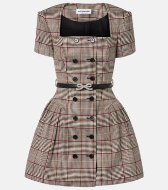 Self Portrait Robe en laine mélangée à carreaux