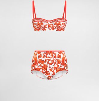 Dolce & Gabbana Bikini Mit Majolika-print - Frau Bademode Multicolor Stoff 1
