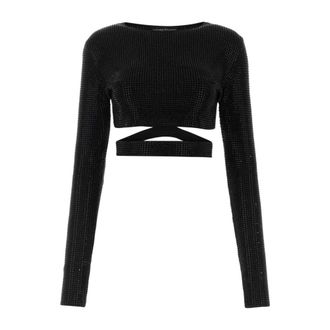 ADĀMO Andrea Adamo Verziertes Viskose-Mix-Top - - Tops - Damen - Schwarzk - XS