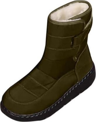 Generic Bottes dhiver pour femme avec doublure en polaire - Confortables - Couleur unie - Chaudes et &eacute;paisses - Chaussures de neige &agrave; enfiler - Chaussures de 