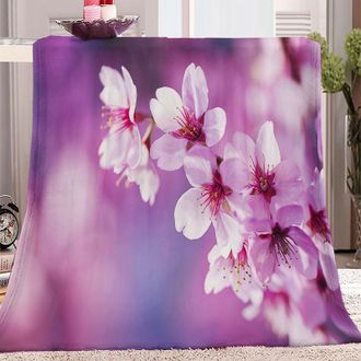 Generic Rosa Sakura Kuscheldecke Weiche Flauschige Decke Rosa 180x200 cm Flanell Tagesdecke, Ganzjahresdecke, Leichte Reisedecke - Schwarz Fleecedecke als Sof