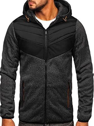 BOLF Homme Veste de transition matelassee Look Blouson duvet Casual Elegant Decontracte de Printemps Outdoor Moderne BKS2153 Noir-Orange M [4D4]