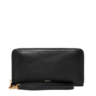 Fossil Damen Logan RFID Zip Around schwarz Clutch Wallet