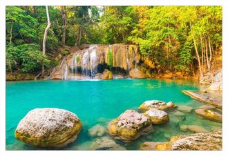 Wallario selbstklebendes Poster - Paradiesischer Wasserfall, Aufkleber in Premiumqualit&auml;t, Klebefolie Gr&ouml;&szlig;e: 61 x 91,5 cm (Maxiposter)