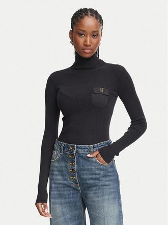 Elisabetta Franchi Rollkragenpullover MK-05B-66E2-V350 Dunkelbraun Slim Fit