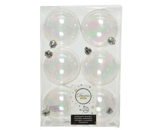 Kaemingk Weihnachtskugeln Kunststoff 8cm x 6 Stück Christbaumkugeln Set bruchsicher transparent Irisierend