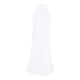 120% Lino Femme, Robes, Blanc, Taille: 34 FR Robe en lin avec ceinture