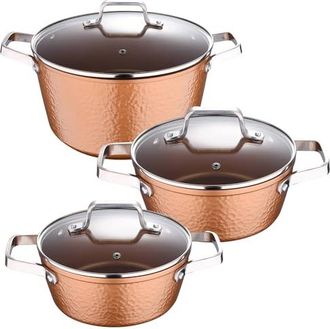 San Ignacio Kollektion Origen: Set mit 3 Kocht&ouml;pfen mit Glasdeckel, 20, 24 und 28 cm, geschmiedetes Aluminium, f&uuml;r Induktion geeignet