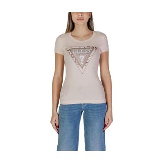 Guess Femme, Tops, Beige, Taille: 36 FR Triangle Logo TShirt