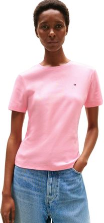 Tommy Hilfiger Damen T-Shirt Kurzarm Slim Cody Rundhalsausschnitt, Rosa (Classic Pink), 3XL