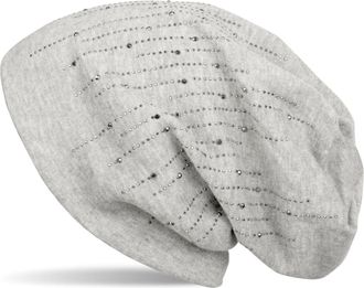 styleBREAKER M&uuml;tze Beanie mit Strass Streifen