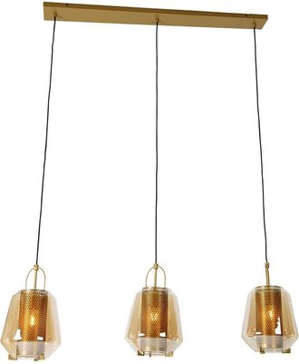 QAZQA Kevin - Suspension multiples - 3 lumière - l 120 cm - Doré/Laiton - Art Deco - éclairage intérieur - Salon i Chambre i Cuisine i Salle à manger