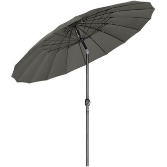 Woltu Parasol de Jardin Rond WOLTU, &oslash;273 cm, Parasol Inclinable avec Manivelle, 18 Baleines en Fibre de Verre, Gris Fonc&eacute;
