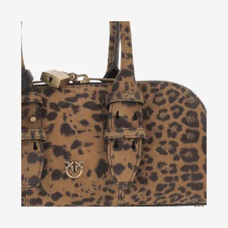 Pinko Womens Escape Horizontal Suede Bowling Bag Leather Handbags Hand