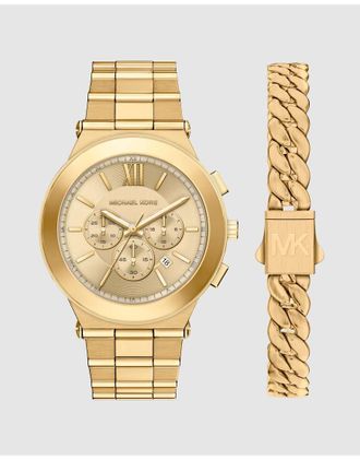 Michael Kors Billie - Set aus Edelstahl in Goldoptik mit Chronograph und Armband, MK9270