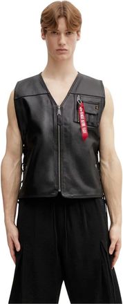 Alpha Industries X-Force Leather Vest - Homme - Vestes - Noir - Taille: S