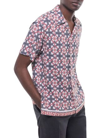 Fursac Chemise &agrave; col requin en viscose - Taille XL - Homme