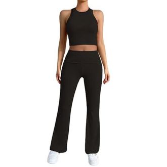 Generic Ensemble d&eacute;contract&eacute; pour femme - Col uni - Manches longues - Poche - Haut et pantalon long - Ensemble deux pi&egrave;ces - Surv&ecirc;tement de jogging 2 pi&egrave;ces, 
