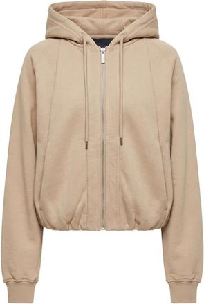 Sportmax Femme, Sweatshirts et sweats &agrave; capuche, Brun, Taille: 42 FR Sweat &agrave; capuche en jersey de coton m&eacute;lang&eacute;