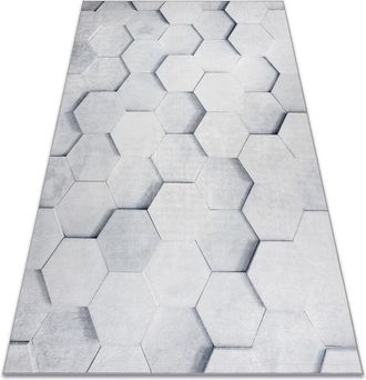 RugsX Rugsx - andre 1180 Waschteppich Wabe, sechseckig 3D Anti-Rutsch - grau grey 120x170 cm
