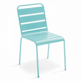 Oviala Oviala - Chaise de jardin en m&eacute;tal turquoise - Palavas