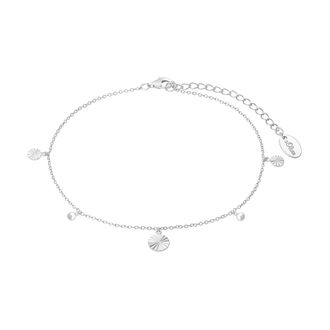 s.Oliver Fu&szlig;kette 925 Sterling Silber Damen Sommerschmuck, 22+5 cm, Silber, M&uuml;nze, Kommt in Schmuck Geschenk Box