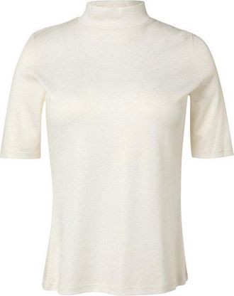 Comma Kurzarmshirt T-Shirt Schimmerndes Shirt mit Stehkragen