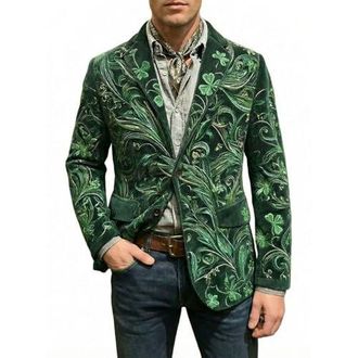 Generic Veste de costume en velours c&ocirc;tel&eacute; pour homme - Style vintage - Avec impression aspect dor&eacute; et motifs celtiques - Costume de f&ecirc;te festif - Pour carnav