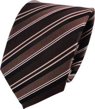 TigerTie ohne Markenname cravate en soie brun foncé brun chocolat blanc noir rayé - cravate en soie