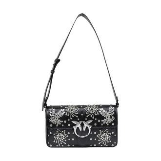 Pinko Pinko, Femme, Sacs, Noir, Taille: ONE Size Sac bandouli&egrave;re &agrave; bouton &agrave; crochet avec poches int&eacute;rieures