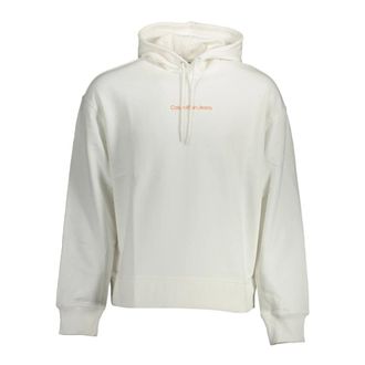 Calvin Klein Kapuzenpullover Wei&szlig; Langarm Druck Kontrast - - Sweatshirts & Hoodies - Herren - Wei&szlig; - L