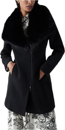 Salsa Elegantes Wintermantel mit Kunstfellkragen - - Jackets - Damen - Schwarzk - M