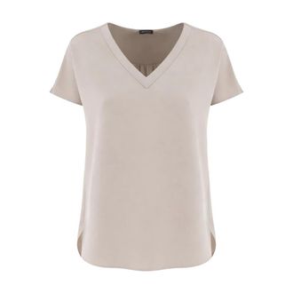 Kiton Femme, Tops, Beige, Taille: 40 FR T-shirt en soie &agrave; col en V