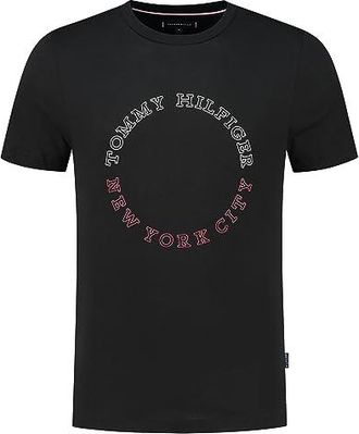 Tommy Hilfiger Homme T-Shirt Manches Courtes Encolure Ronde, Noir (Black), S