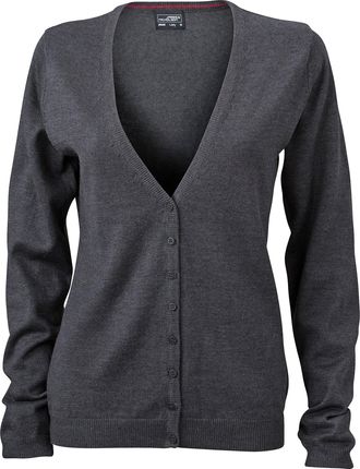 James & Nicholson Damen V-Neck Cardigan Strickjacke, Grau (Anthracite-Melange), 42 (Herstellergr&ouml;&szlig;e: XXL)