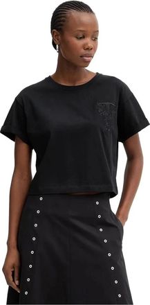 Twinset Femme, Tops, Noir, Taille: 38 FR T-shirt oversize brod&eacute;