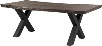 Massivmoebel24 Baumtisch Akazie 180x90x77 grau lackiert / X-Beine anthrazit matt FREEFORM 5