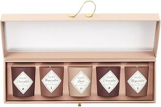 The Home Deco Factory BO5533, Coffret de 5 bougies parfum&eacute;es en cire de paraffine, verre, dimensions 4.50 x 5 cm, couleur rose, Con&ccedil;u pour une ambiance relaxante et d&eacute;corat