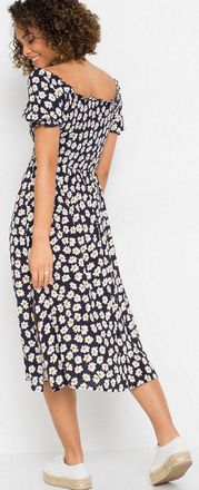 Bonprix Midikleid f&uuml;r warme Tage, aus Viskose, ausgestellte Passform, mit Smok-Detail