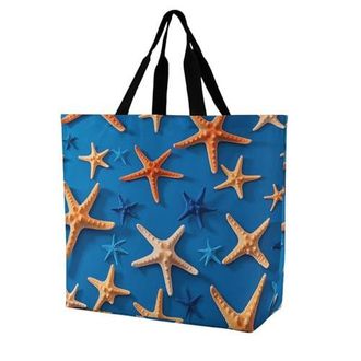 Generic Fond Bleu Avec De Nombreuses &Eacute;toiles De Mer Sac Fourre-Tout Imperm&eacute;able Sacs L&eacute;ger Sac Courses Pour Shopping Plage Quotidienne