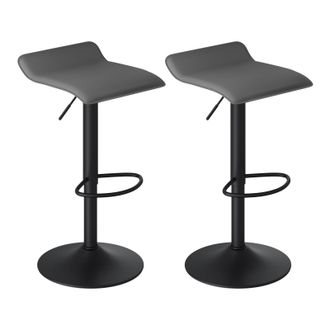 Woltu Barhocker 2er Set, H&ouml;henverstellbarer Barstuhl, 360&deg; drehbarer Bistrohocker mit Fu&szlig;st&uuml;tze, aus Kunstleder Metall, f&uuml;r Bar K&uuml;che Theke Caf&eacute;, Grau+Schwa