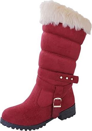 FNKDOR Bottines Fourr&eacute; Femme Bottes de Neige Daim Boots Hiver Moto Vintage Boot Equitation Bottes Doublure en Peluche Chaud Confortables Santiags Botte Soupl