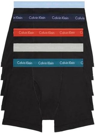 Calvin Klein Cotton Classics Lot de 5 boxers pour homme, Black Atlantic Cinnabar/Grey Heather/Bel Air Blue/Blueberry Wbs, Small